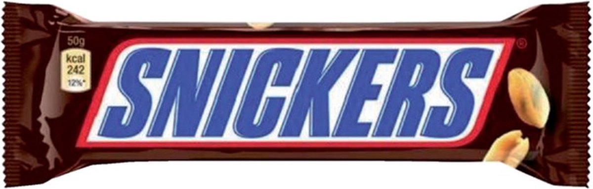 Snickers single chocolade reep - 32 stuks - in uitdeeldoos | bol.com