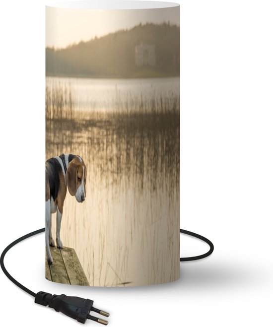 Lamp - Nachtlampje - Tafellamp slaapkamer - Beagle bij een meer - 54 cm ...