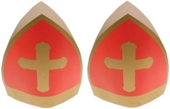 2x Sinterklaas kinder mijter van karton - Sint verkleed mijters voor ...