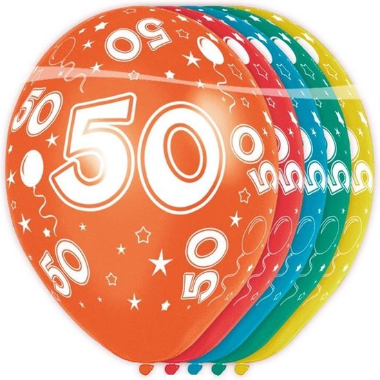 Ballon 50 jaar metallic 30 cm - 5 stuks | bol.com