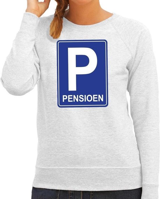 Pensioen P cadeau sweater grijs dames - Pensioen / VUT kado trui S ...