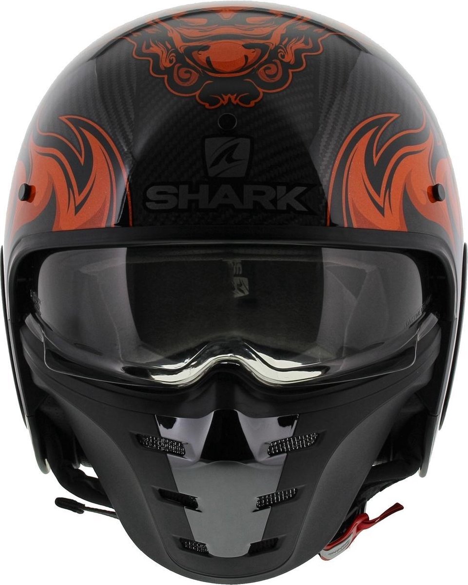 SHARK S-DRAK CARBON DAGON Motorhelm jethelm CARBON Oranje Oranje - Maat ...