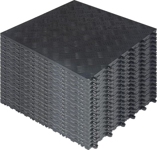 Goodivery ® Set van 20 Zwarte PVC Garagevloer Tegels - 40 x 40 cm ...