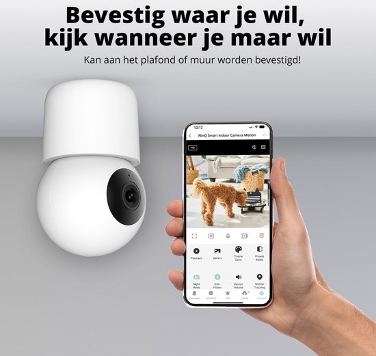 FlinQ Smart Camera - Huisdiercamera met App - 2K Binnencamera ...