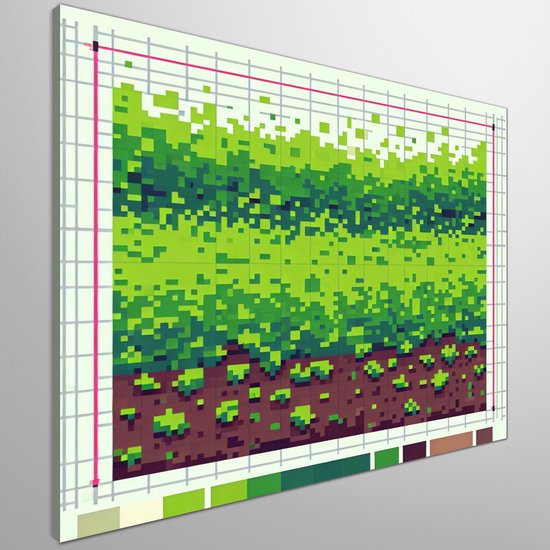 Pixel art mos schilderij | Mozaïek van levendige groene pixels in ...