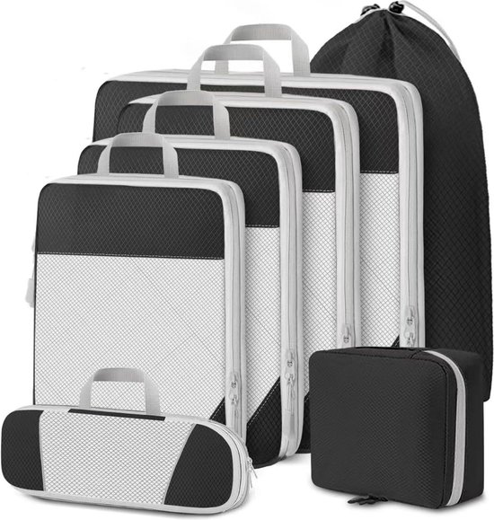 Koffer Organizer Set 7-delig - Zwart - Reis Koffer Tas Storages Koffer ...