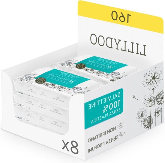 Vochtige doekjes voor gezicht en handen - 160 stuks (8 x 20) 100% ...