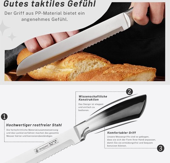 9-Piece Kitchen Knife Set - Rotating Acrylic Knife Block - Sharp Non ...