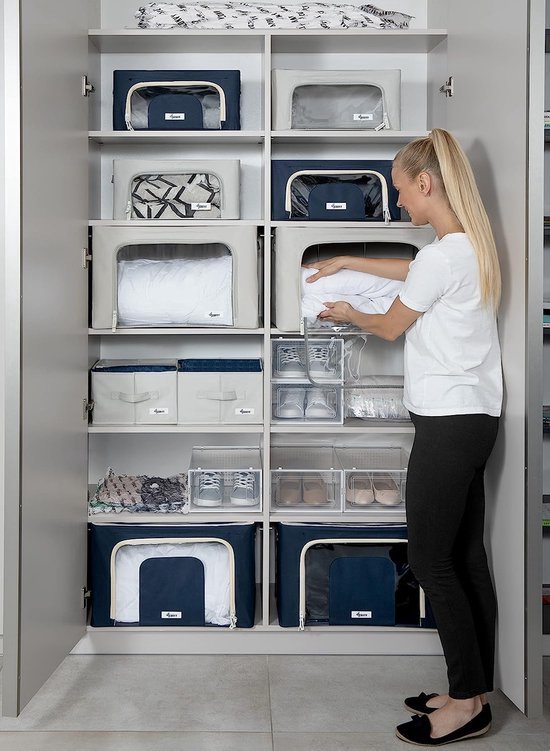 Starre opvouwbare kledingopbergbox met ritssluiting, metalen frame ...