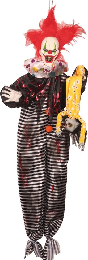 Angstaanjagende 120 cm Ophangbare Clown met Knipperende Ogen | bol