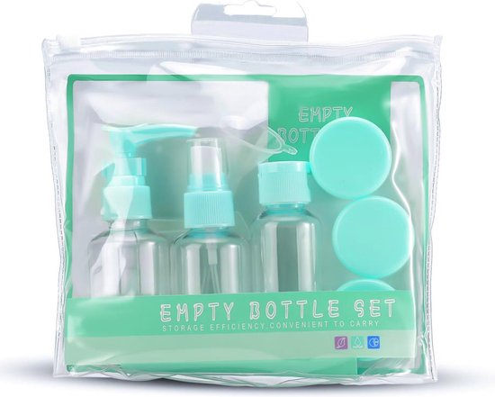 Intirilife Flessenset in BLAUW TRANSPARANT - Meerdelige set met lege ...