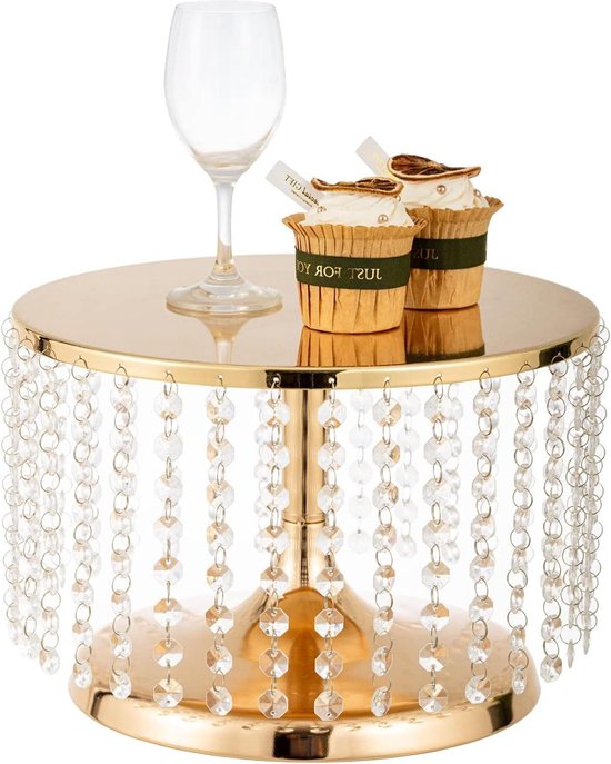 20cm Tall Gold Cake Stand - 12 Inch Diameter Round Base Cake Serving ...
