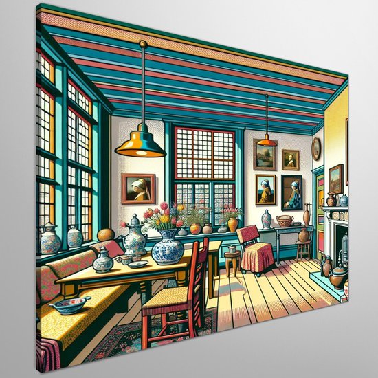 Pop art vermeer schilderij | Vermeer's Meesterwerk getransformeerd in hedendaagse Pop... | bol