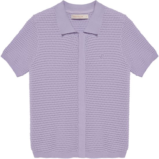 Lavendelkleurig T-shirt Lirio met knoopsluiting en geborduurd monogram | bol