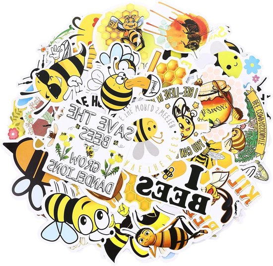Trankielo - Cartoon Bee Stickers - 100 stuks Waterdichte Vinyl Stickers ...