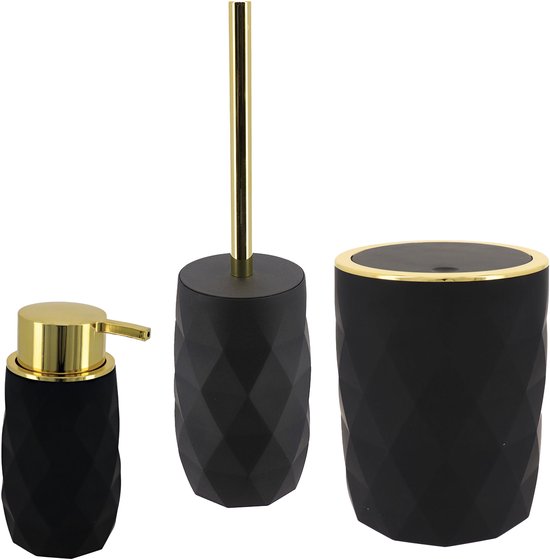 Toilet accessoire set - wc borstel/prullenbak en zeeppomp Diamond ...