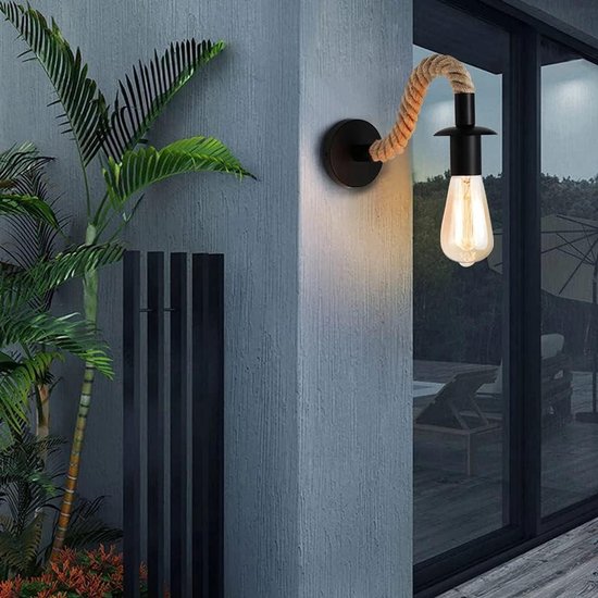 Vintage industriële wandlamp van henneptouw - ideaal voor loft, hal of ...