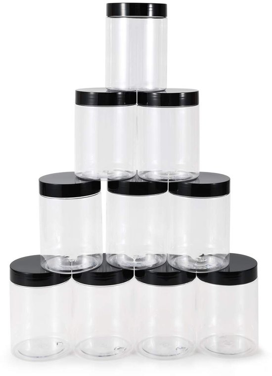 Boraboi ® Set van 10 Luchtdichte 300 ml Plastic Bewaarpotten voor ...