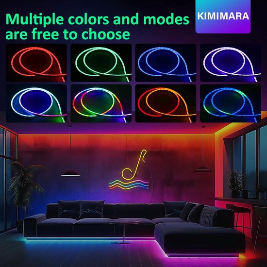 Neon ledstrip RGB met app-bediening voor doe-het-zelf lichteffecten ...