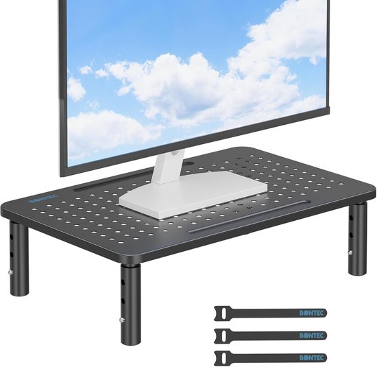 Verstelbare Monitorstandaard met Mesh Platform voor Bureau en Laptop | bol