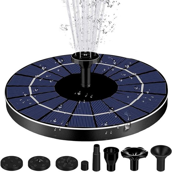 Zonne-fonteinpomp 25 W met 6 sproeiers voor vogelbaden en waterfuncties ...