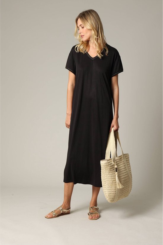 DEELUXE Fancy en casual jurk met korte mouwen en V-hals in modal S | bol