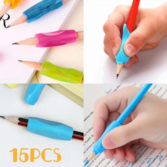15 Pcs Silicone Auxiliary Grips for Writing Pen and Pencil Holder ...