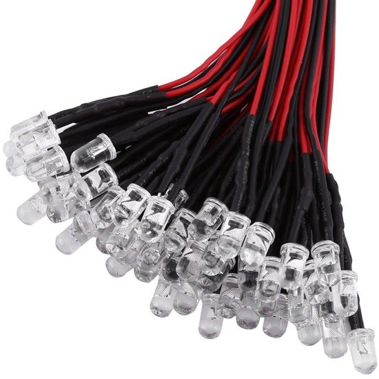 50 stuks Pre Wired Water LED Flash LED Diode Knipperende Clear LED ...
