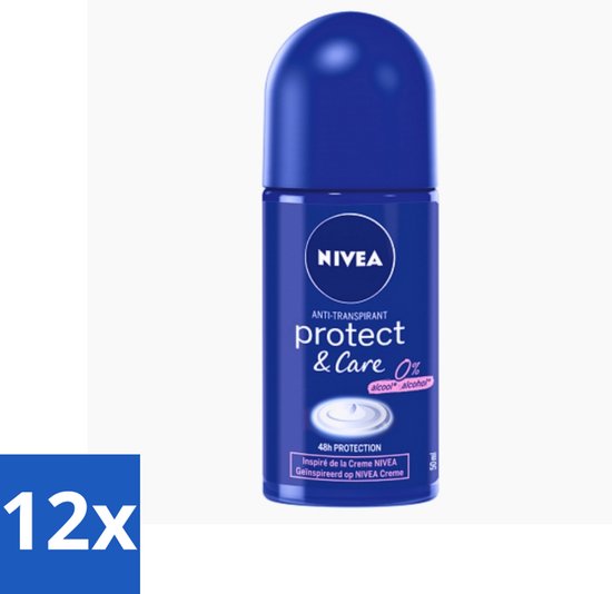 Nivea - Protect & Care - Deodorant - Roll-On - 50 ml - Voordeelverpakking - 12 stuks | bol