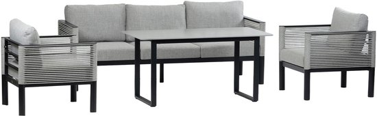 Stoel-Bank Lounge Dining Set Cuba | 3-zitsbank | Black | bol