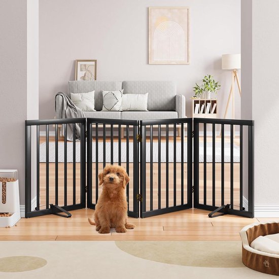 Titel: 4 Panels Black Bamboo Dog Fence | bol