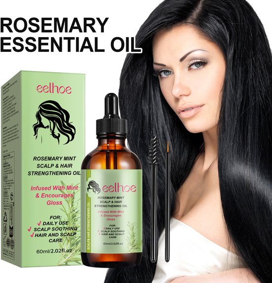 Essentiële olie voor haarverzorging met rozemarijn herstelt haar, droog ...