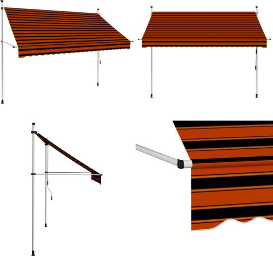 vidaXL Luifel handmatig uittrekbaar 250 cm oranje en bruin ...