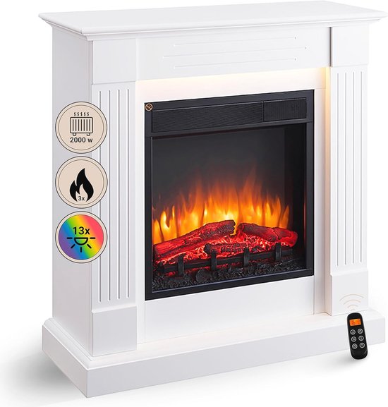 Elektrische Staande Open Haard met 3D Vlam Effect en Afstandsbediening ...