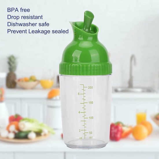 Salade Dressing Shaker 200ml - BPA-vrij - Voorkomt Lekkage - Pot met Deksel voor... | bol