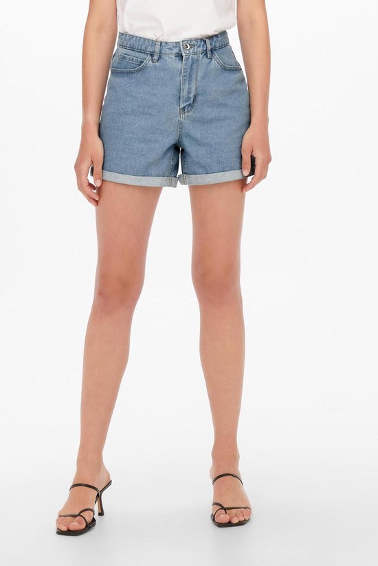 Only Broek Onlvega Hw Mom Shorts Noos 15230571 Light Blue Denim Dames ...