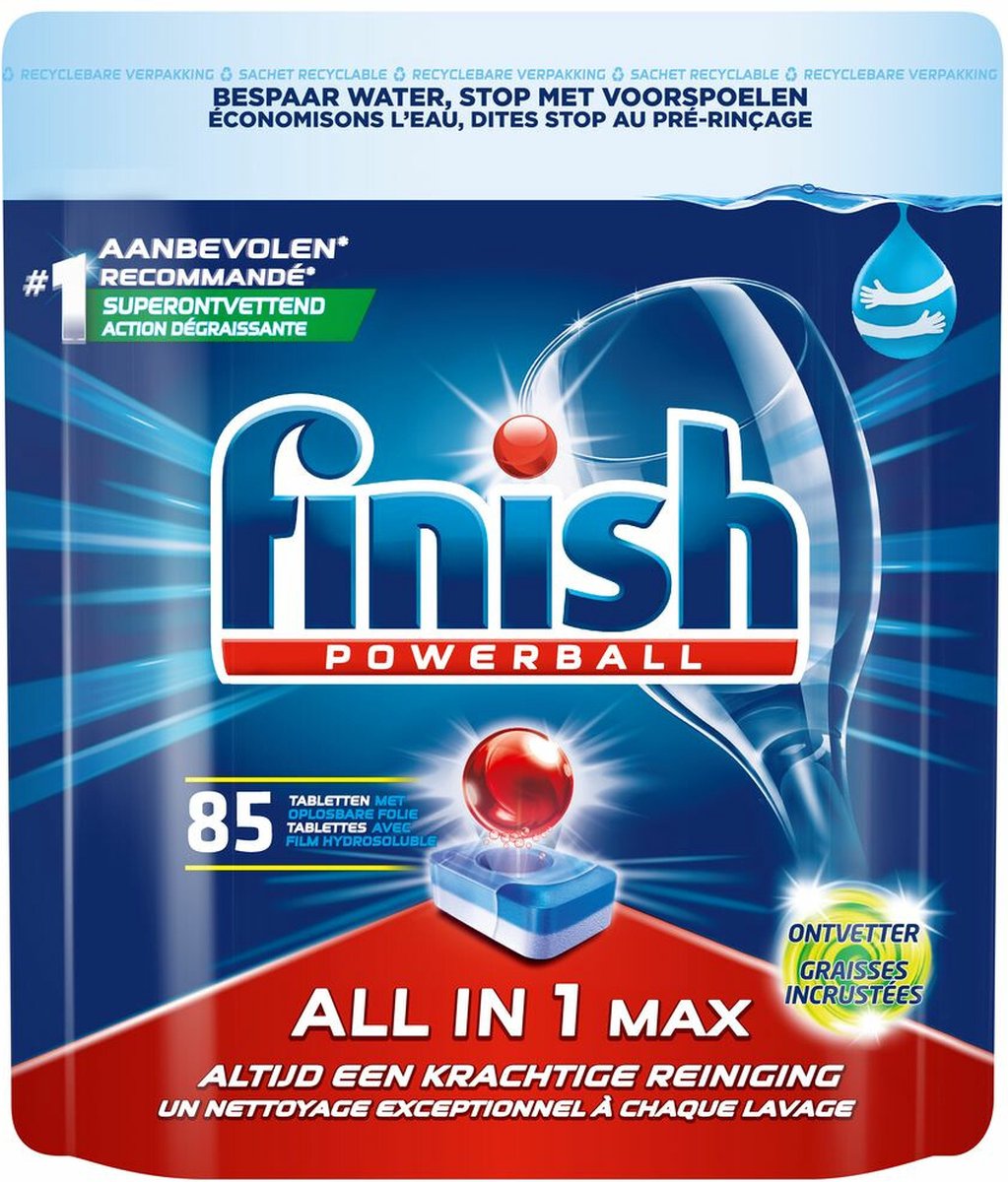 Finish All in 1 Max Ontvetter Vaatwastabletten - Kwartaalpak - 85 Tabs ...