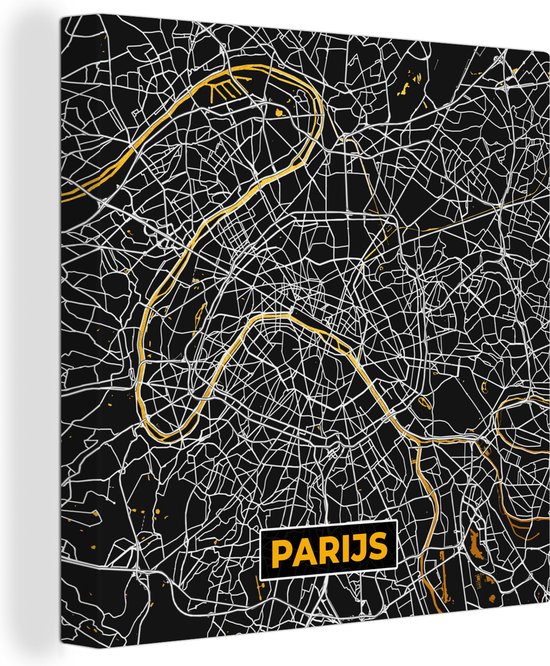 Canvas Schilderij Kaart - Parijs - Stadskaart - Goud - Plattegrond ...