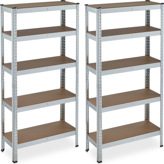Relaxdays 2x rack de stockage galvanisé - étagère - 5 étages - rack d ...
