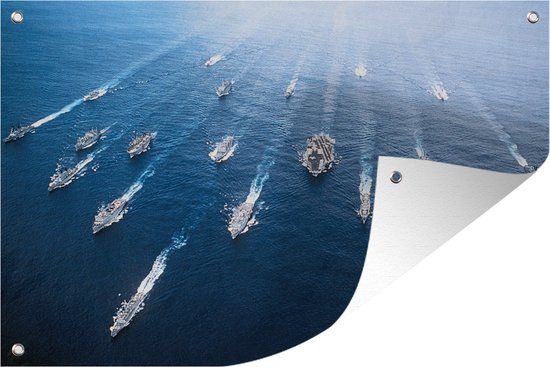 Tuinposters buiten vloot schepen op zee - 90x60 cm - Tuindoek | bol.com