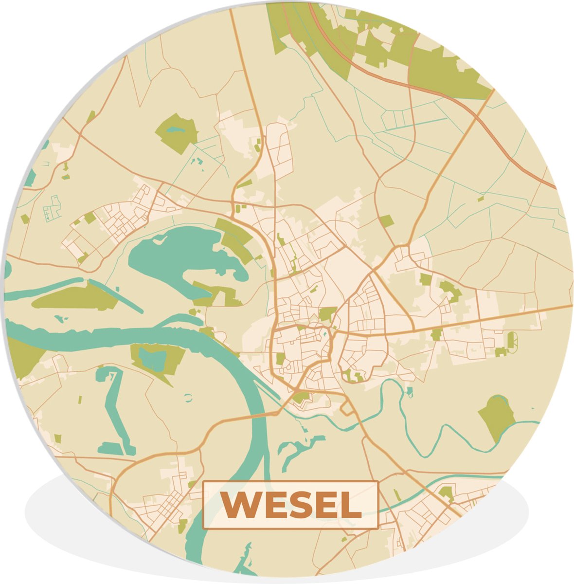 Wall Circle - Wall Circle Indoor - Wesel - Map - City Map - Vintage ...