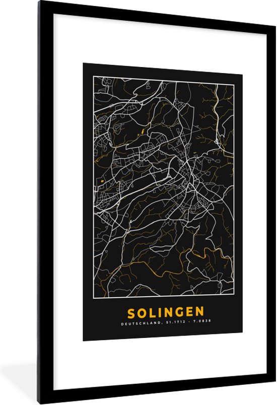 Fotolijst incl. Poster - Solingen - Goud - Stadskaart - Plattegrond ...