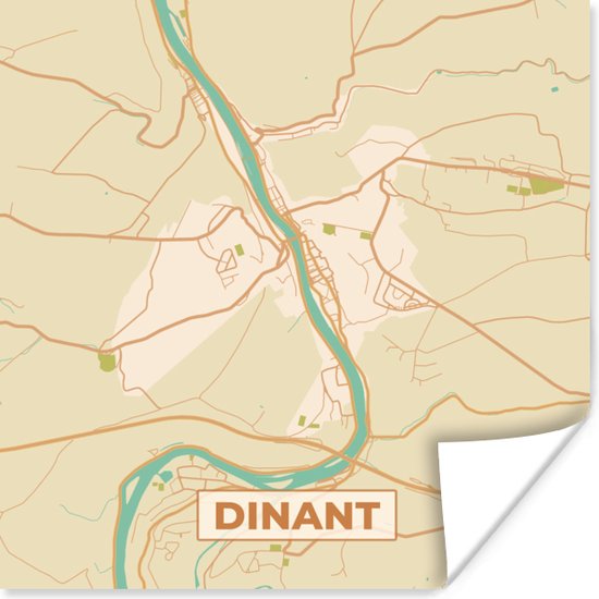 Poster Stadskaart - België - Dinant - Plattegrond - Kaart - 100x100 cm ...