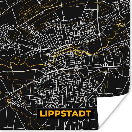 Poster Black and Gold – Stadskaart – Lippstadt – Duitsland ...