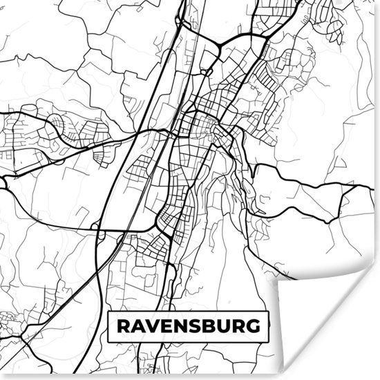Poster Ravensburg - Plategrond - Stadskaart - Kaart - 50x50 cm ...
