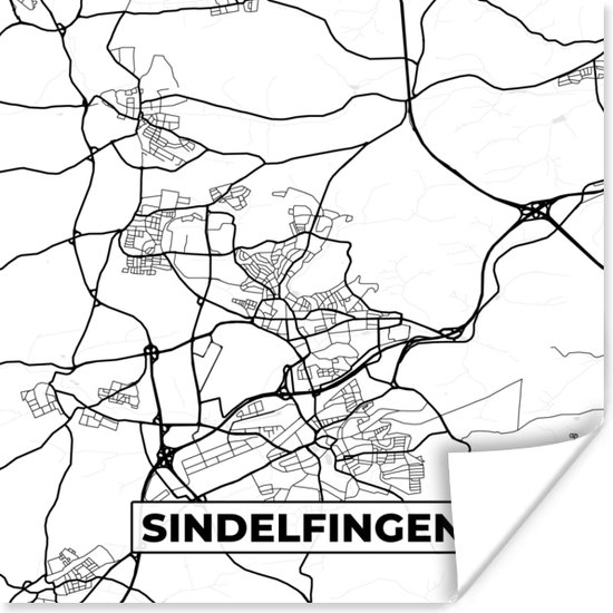 Poster Sindelfingen - Plattegrond - Kaart - Stadskaart - 100x100 cm XXL ...