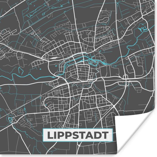 Poster Duitsland – Blauw – Lippstadt – Stadskaart – Kaart – Plattegrond ...