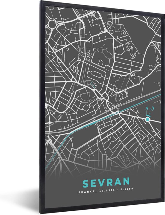 Fotolijst incl. Poster - Sevran - Frankrijk - Plattegrond - Kaart ...