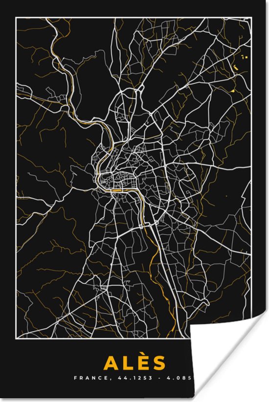 Poster Alès - Stadkaart - Plattegrond - Kaart - Frankrijk - 80x120 cm ...