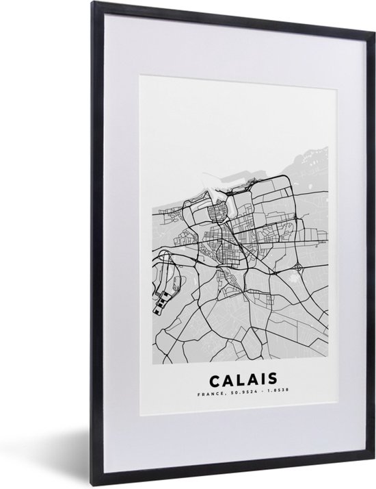Fotolijst incl. Poster - Plattegrond - Kaart - Stadskaart - Frankrijk ...
